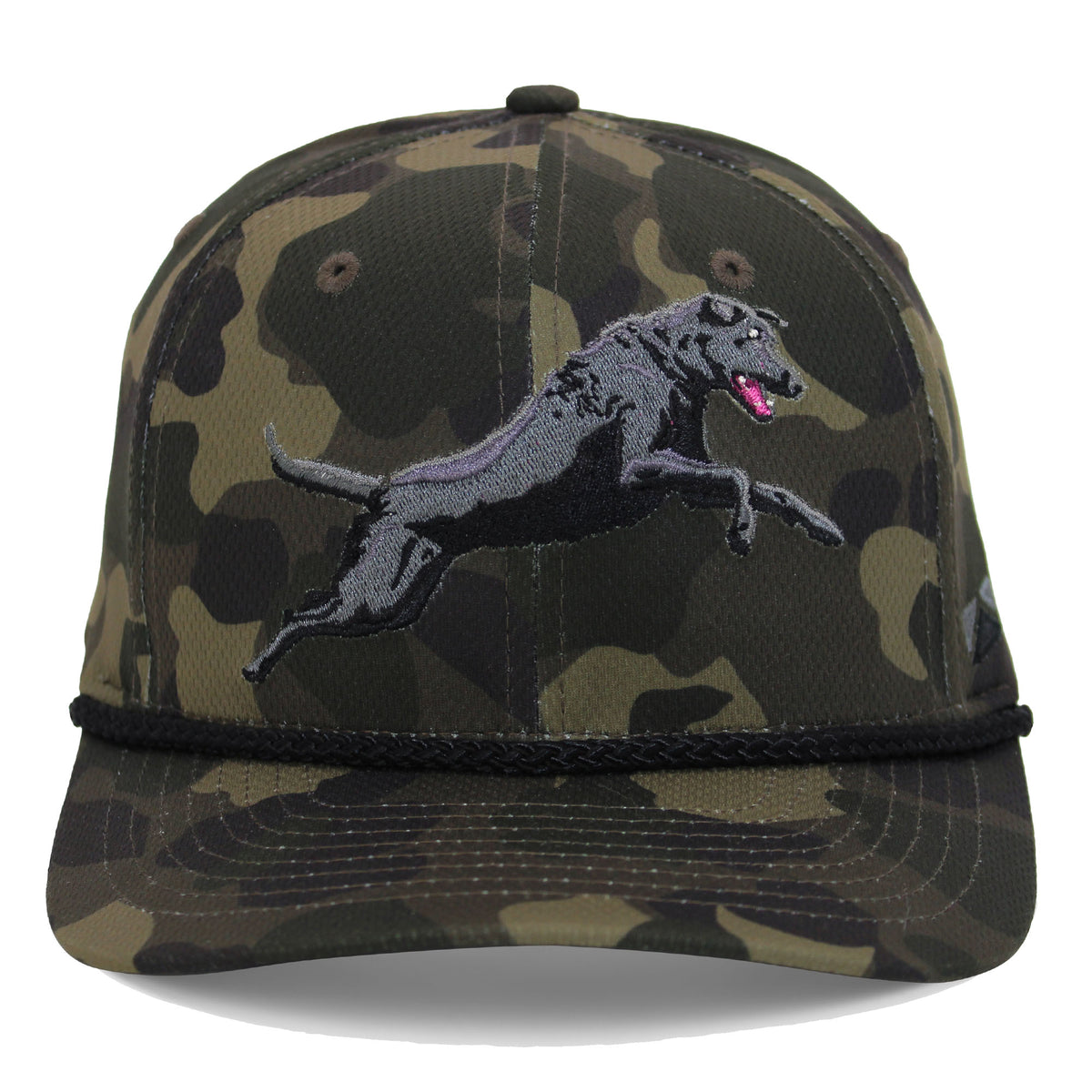 Black Lab Performance Rope Cap on Dark Old School Camo – Paramount Outdoors