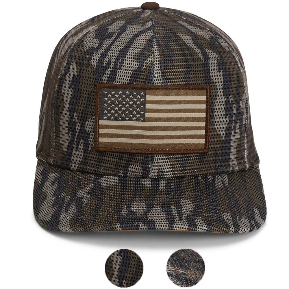All Mesh Mossy Oak Camo Hunting Flag Cap (Structured) - Paramount Outdoors